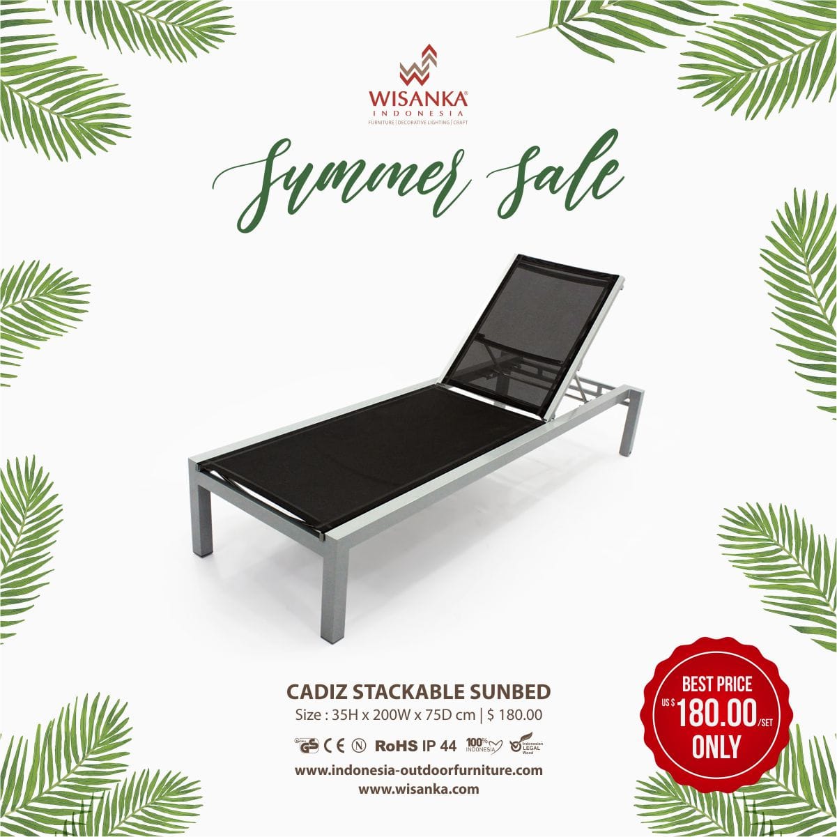 Stackable Sunbed Cadiz Promo | Indonesia Furniture Factory